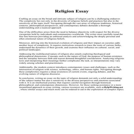 Religion Essay. Delaware County Community College | PDF