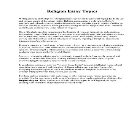 Religion Essay Topics. Oakwood University | PDF | Religion & Spirituality