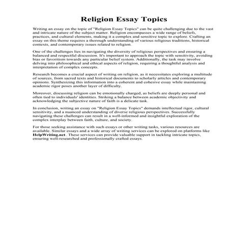 Religion Essay Topics.pdf | Beekeeping | Hobbies & Interests