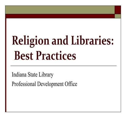 Religion and Libraries: Best Practices | PPT | Religion & Spirituality