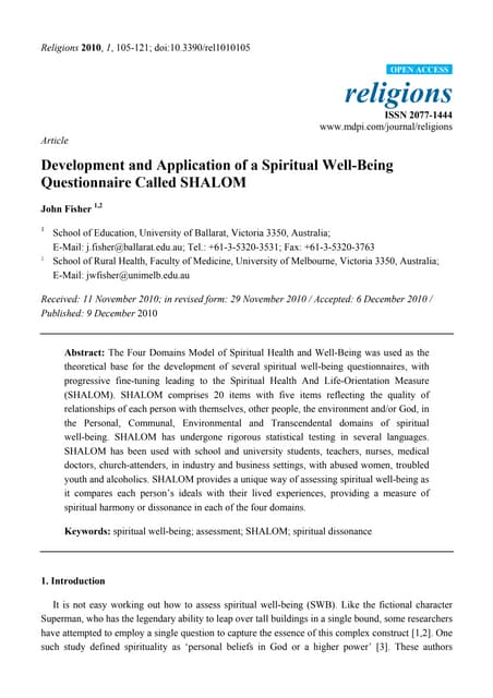 The Daily Spiritual Experience Scale | PDF