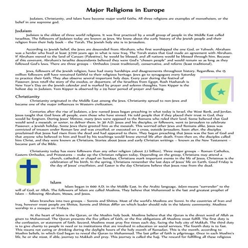 Religions reading | DOC