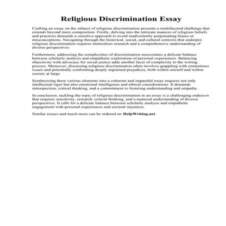 Religious Discrimination Essay | PDF