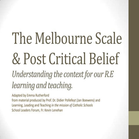 Religious education: Melbourne Scale | PPTX