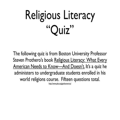 Religious literacy “quiz” | KEY