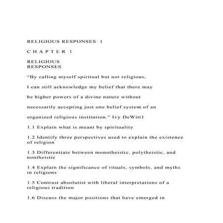 RELIGIOUS RESPONSES 1C H A P T E R 1RELIGIOUS RESP.docx | Spirituality ...