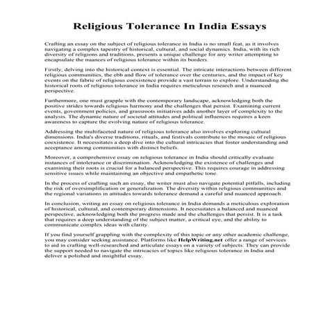 Religious Tolerance In India Essays. Scottsdale Community College | PDF