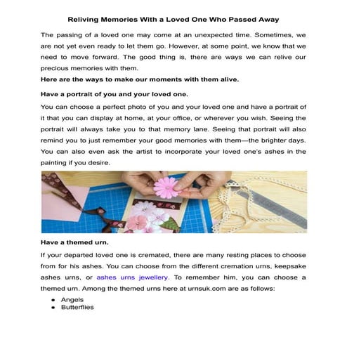 Reliving Memories With a Loved One Who Passed Away | PDF | Scrapbooking ...