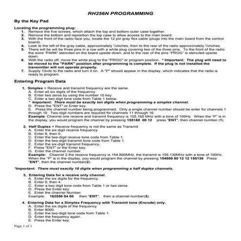 Relm rh256 n programming | PDF