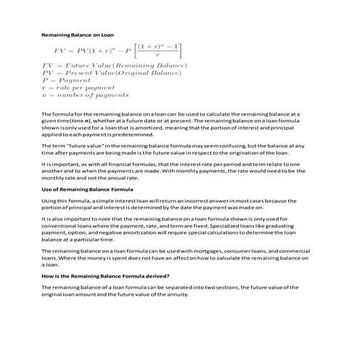 Remaining balance on loan | PDF