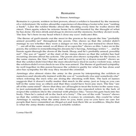 Remains - Simon Armitage | DOCX