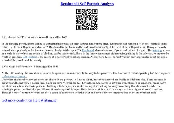 Self Portrait Essay Example | PDF | Parenting Teens | Parenting