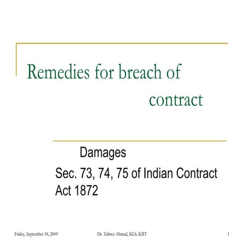 Remedies For Breach O Contract | PPT