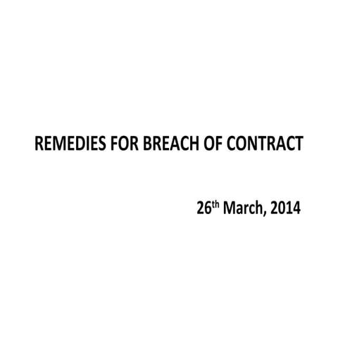 Remedies for breach of contract | PPT