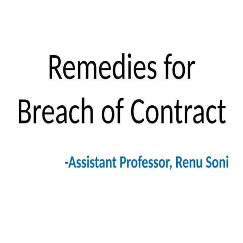 Remedies for breach of contract. Business law | PPTX