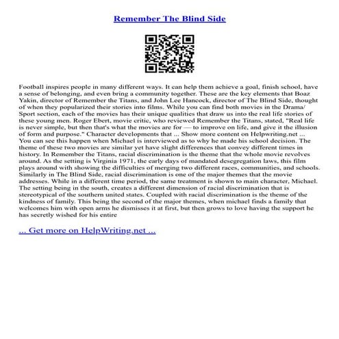 Remember The Blind Side | PDF