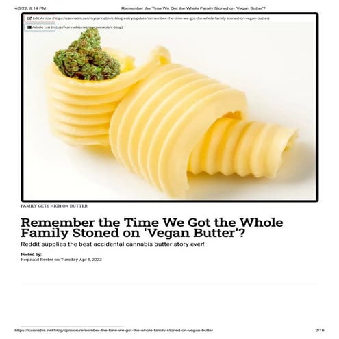 Remember the Time We Got the Whole Family Stoned on 'Vegan Butter'? | PDF