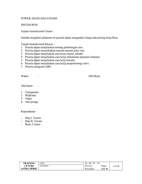Sistem rem tromol sepeda motor | PDF
