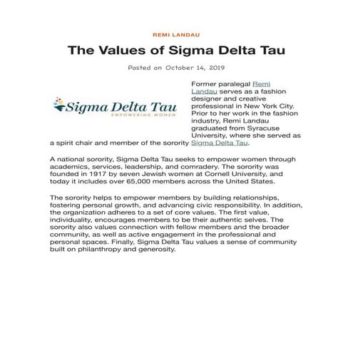 The Values of Sigma Delta Tau | PDF