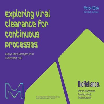 Webinar: Evaluating Viral Clearance for Continuous Processes | PDF