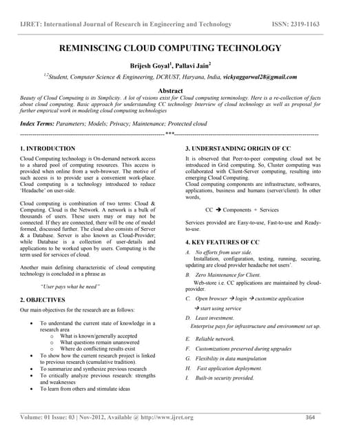 Advance Computing Paradigm with the Perspective of Cloud Computing-An Analytical Study | PDF ...