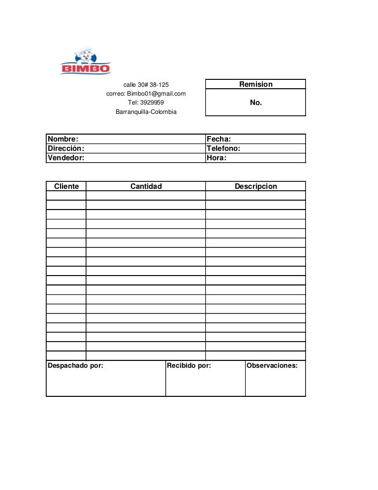 Modelo Carta De Remision