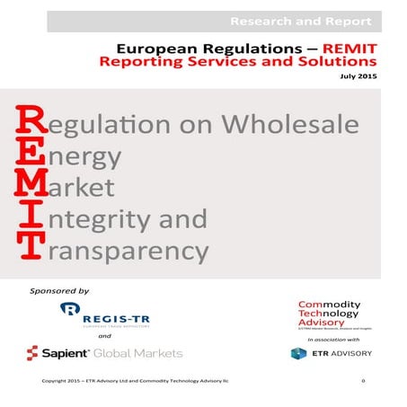 European Regulations – REMIT Reporting Services and Solutions | PDF
