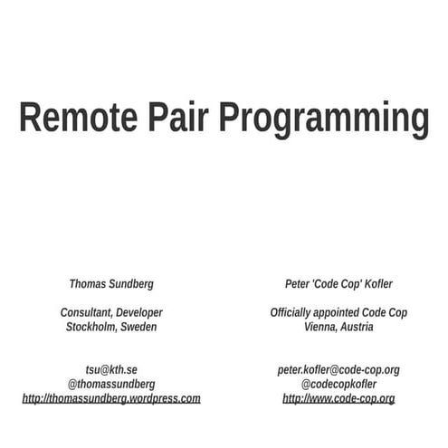 Remote Pair Programming GeeCON 2014 | PPT