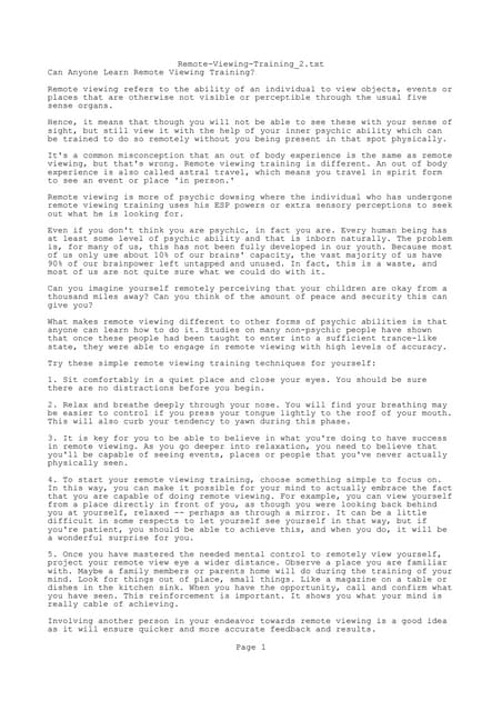Remote Viewing Training1 | PDF