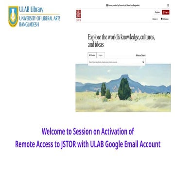Remote Access to JSTOR from ULAB Campus & Remote Access | PPT