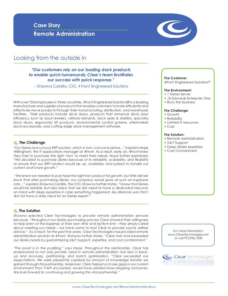 Remote Administration Case Story - 4 Front