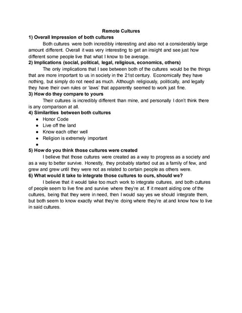 Remote cultures | PDF