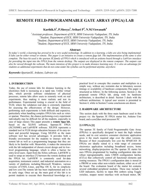 Remote Field Programmable Gate Array Fpga Lab Pdf