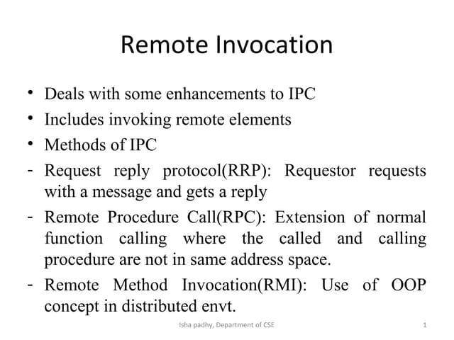 RPC: Remote procedure call | PPTX