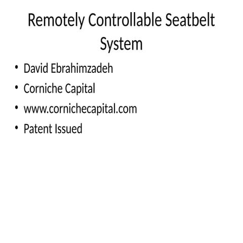 David Ebrahimzadeh: Remote Seatbelt Patent | PPTX