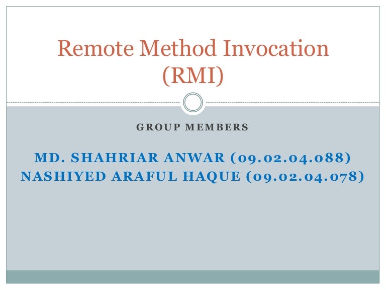 Remote Method Invocation