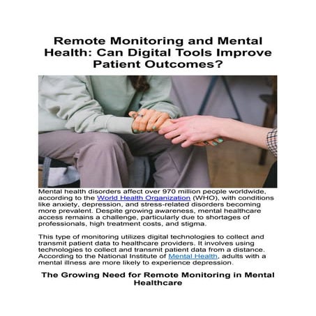 Remote Monitoring and Mental Health Can Digital Tools Improve Patient ...