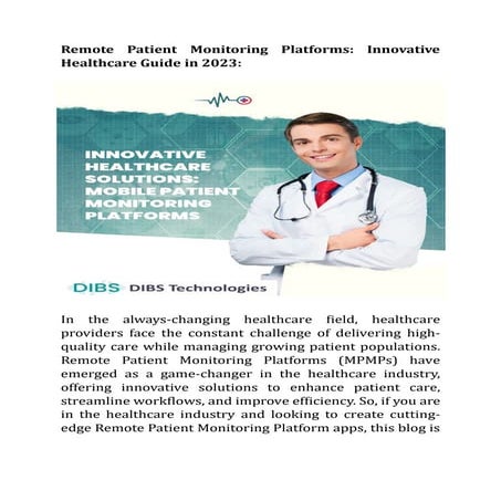 Remote Patient Monitoring Platforms.pdf | Healthcare Industry | Industries