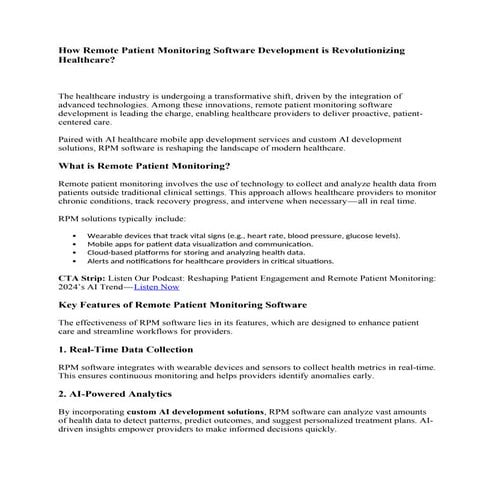 Key Features Every Remote Patient Monitoring Software Should Have | PDF