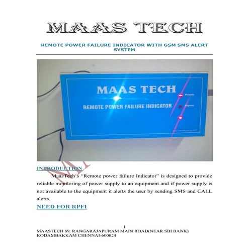 REMOTE POWER FAILURE INDICATOR WITH GSM(SMS MESSAGE) | PDF