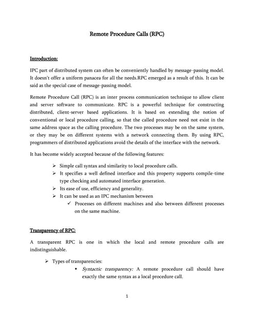 Remote Procedure Calls Doc Programming Languages Computing 6255