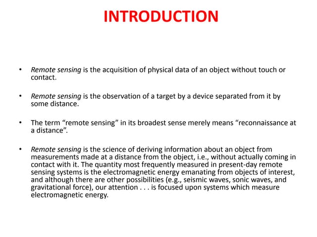 Chapter 1 (Introduction to remote sensing) | PPT