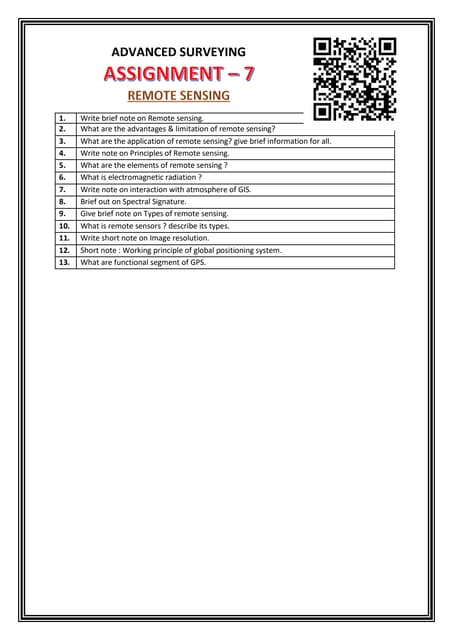 Remote sensing - Assignment | PDF Remote sensing - Assignment | PDF