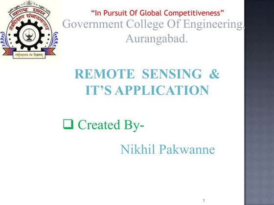 Application of remote sensing for environmental monitoring | PDF ...