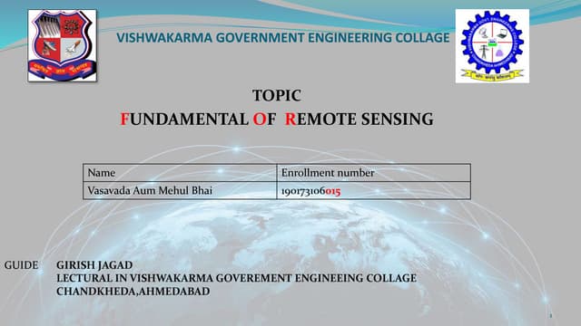 Basic Concepts of Remote Sensing | PPTX
