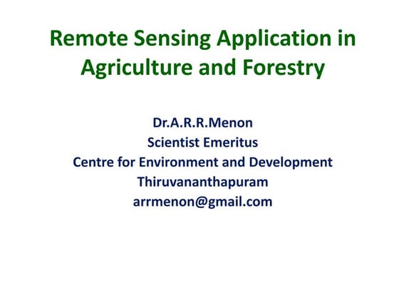 Forest monitoring through remote sensing | PPT