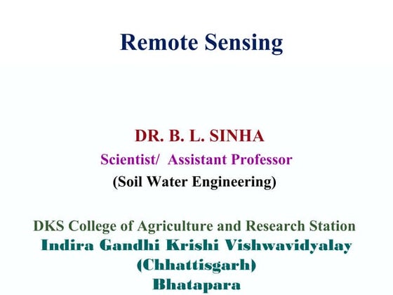 Chapter 1 (Introduction to remote sensing) | PPT