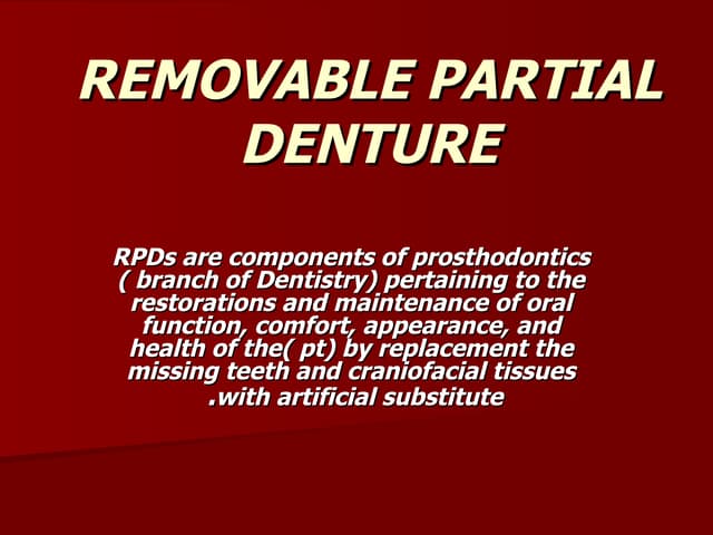 Steps of Fabrication of Removable Partial Denture | PPTX