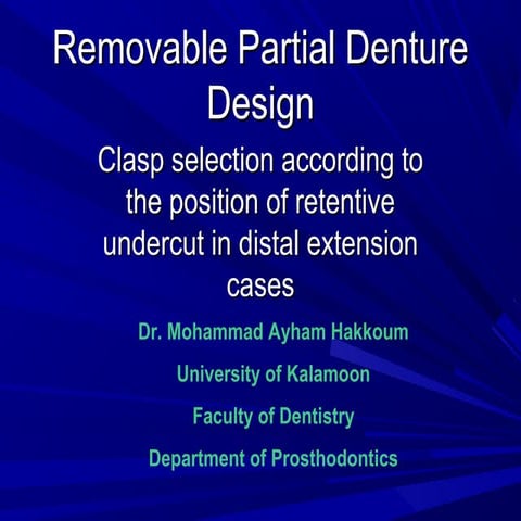 Removable partial denture design clasp selection according to the ...