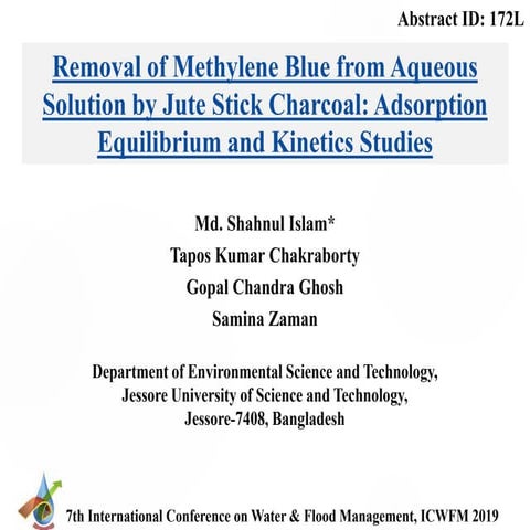 Removal of Methylene Blue from Aqueous Solution by Jute Stick Charcoal: Adsorption Equilibrium ...